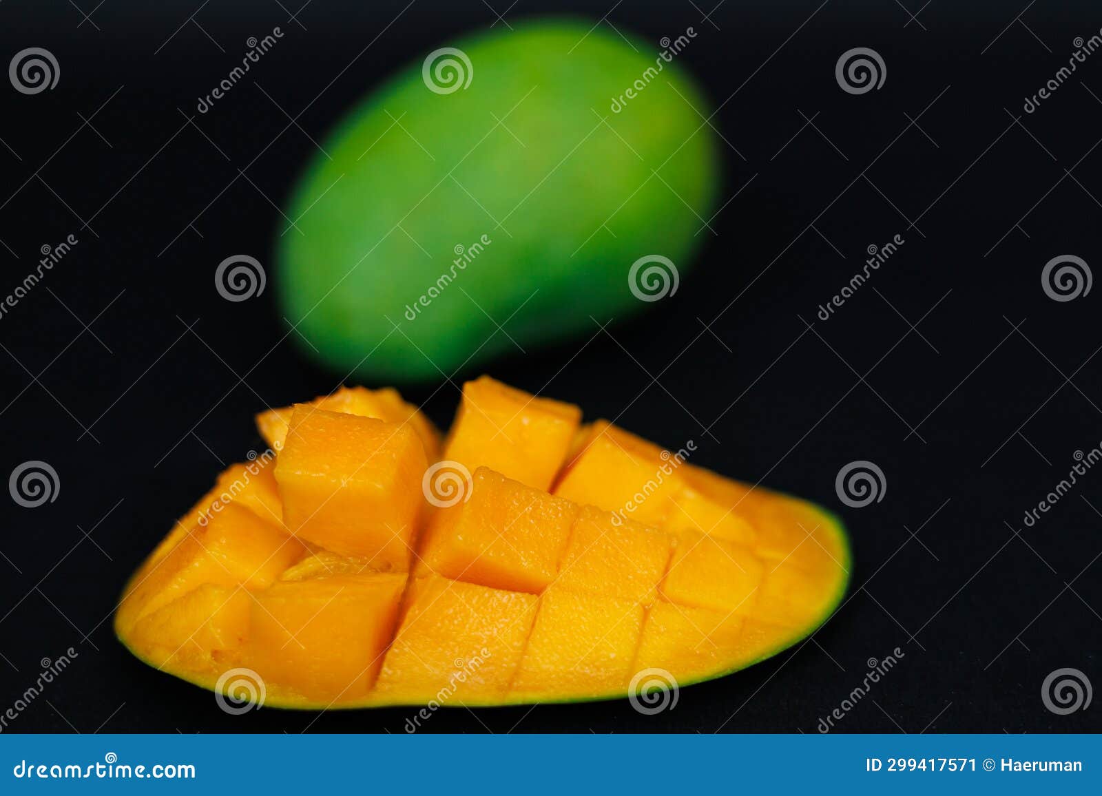 Mango Harumanis Slice Isolated on Black. Selective Focus Stock Image ...