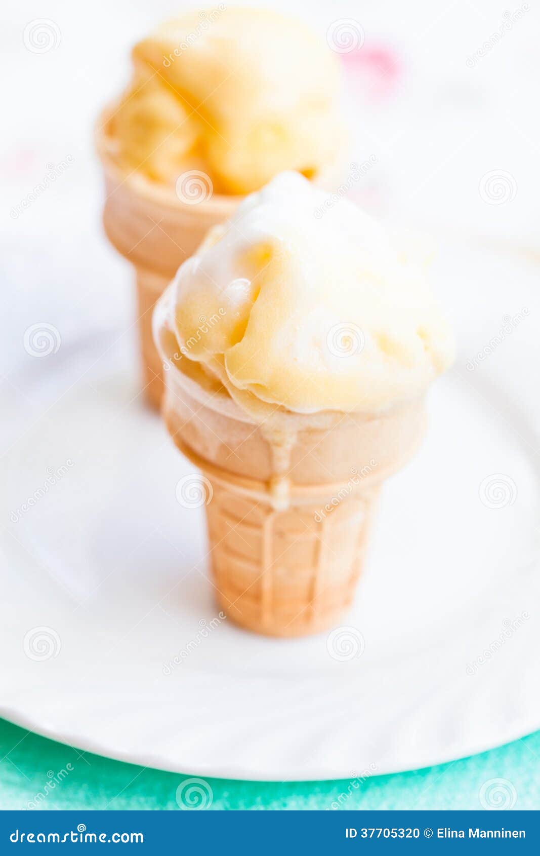 Mango ice cream cones stock photo. Image of dessert, mango - 37705320