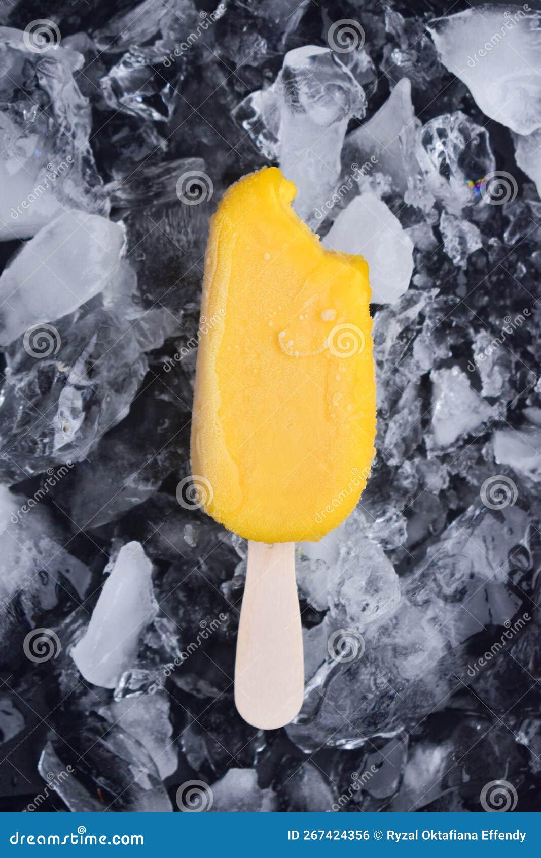 Mango Ice Cream on Ice Cubes Stock Photo - Image of leaf, mango: 267424356
