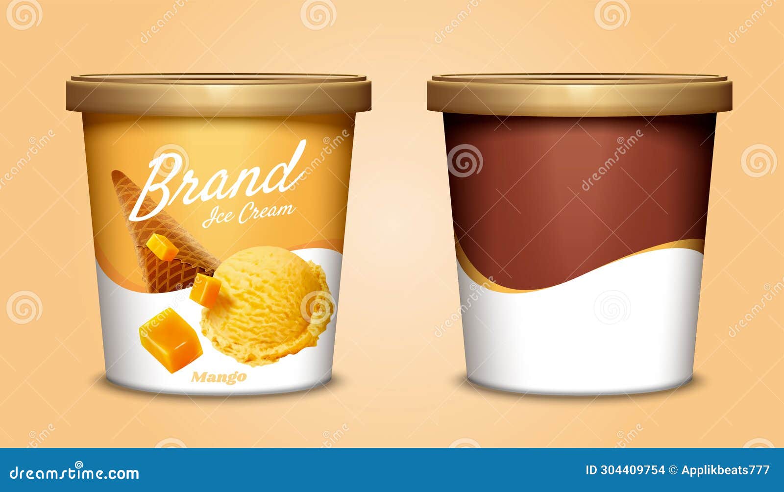 Mango ice cream cup mockup stock vector. Illustration of yummy - 304409754