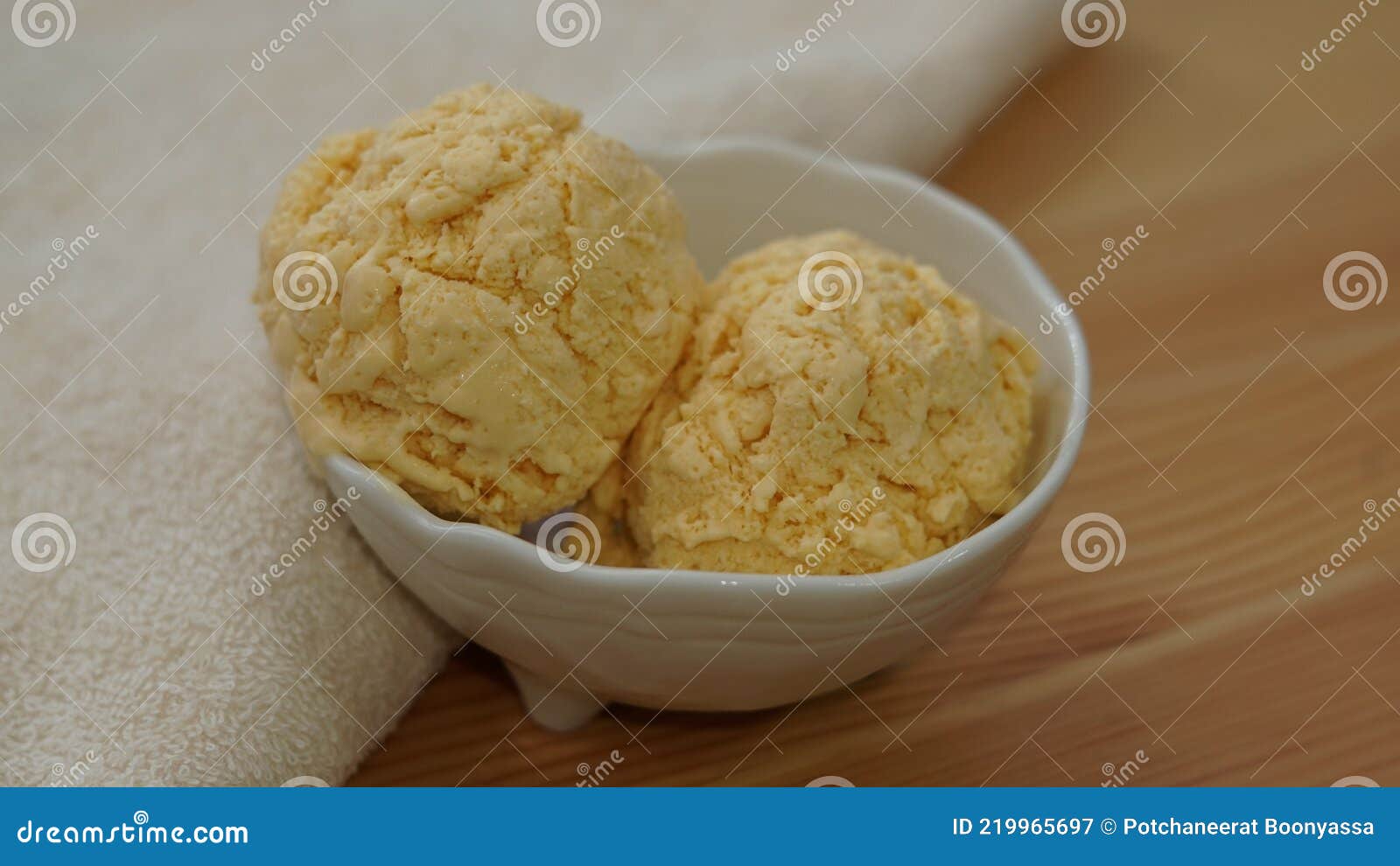 Mango Ice Cream Scoops in White Bowl Stock Image - Image of cream ...