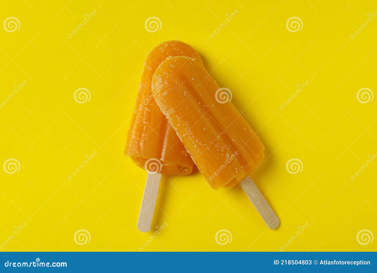 Mango Ice Cream Sticks on Yellow Background Stock Image - Image of ...