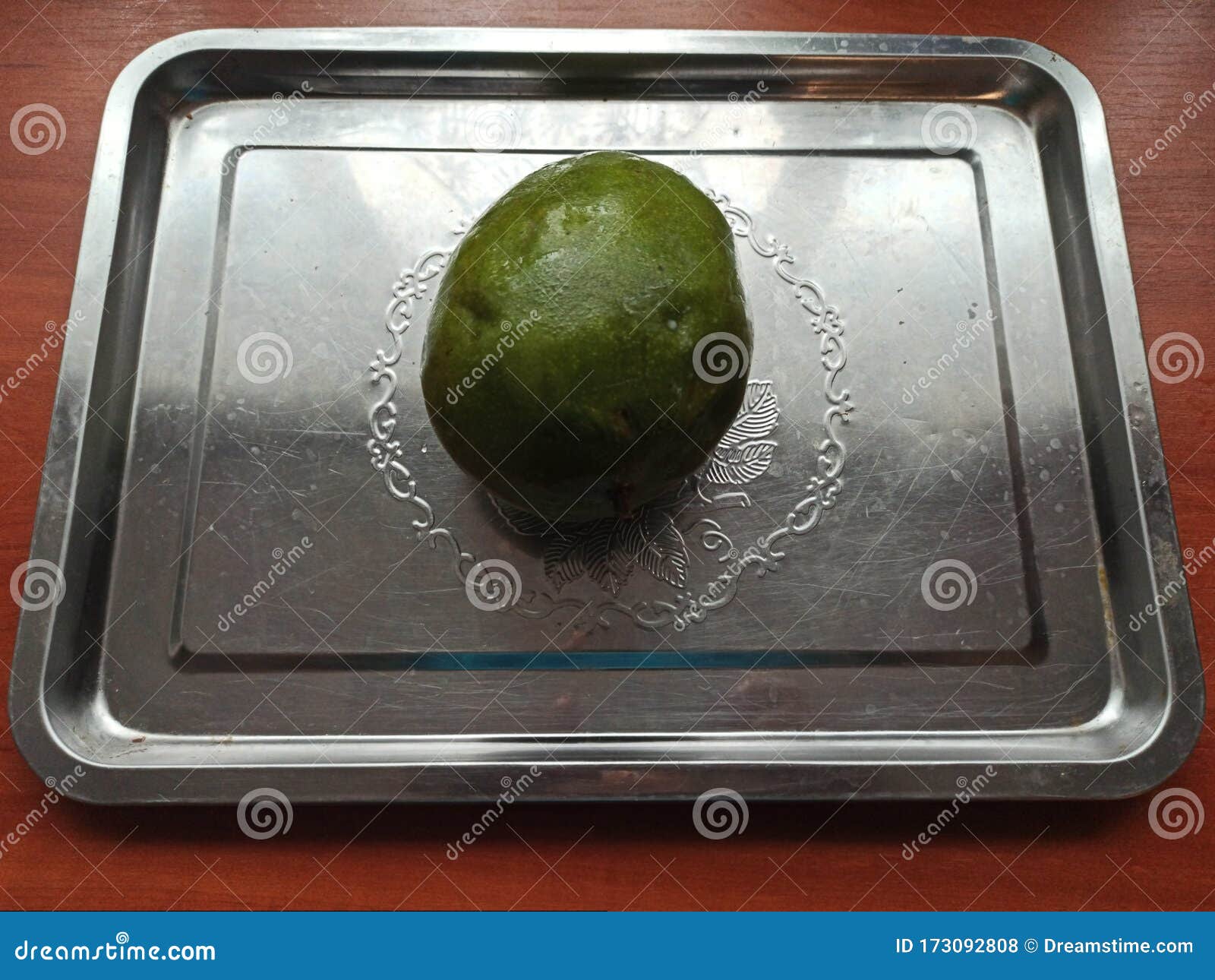 Mango on Iron Tray on Wooden Table Stock Photo - Image of tasty ...