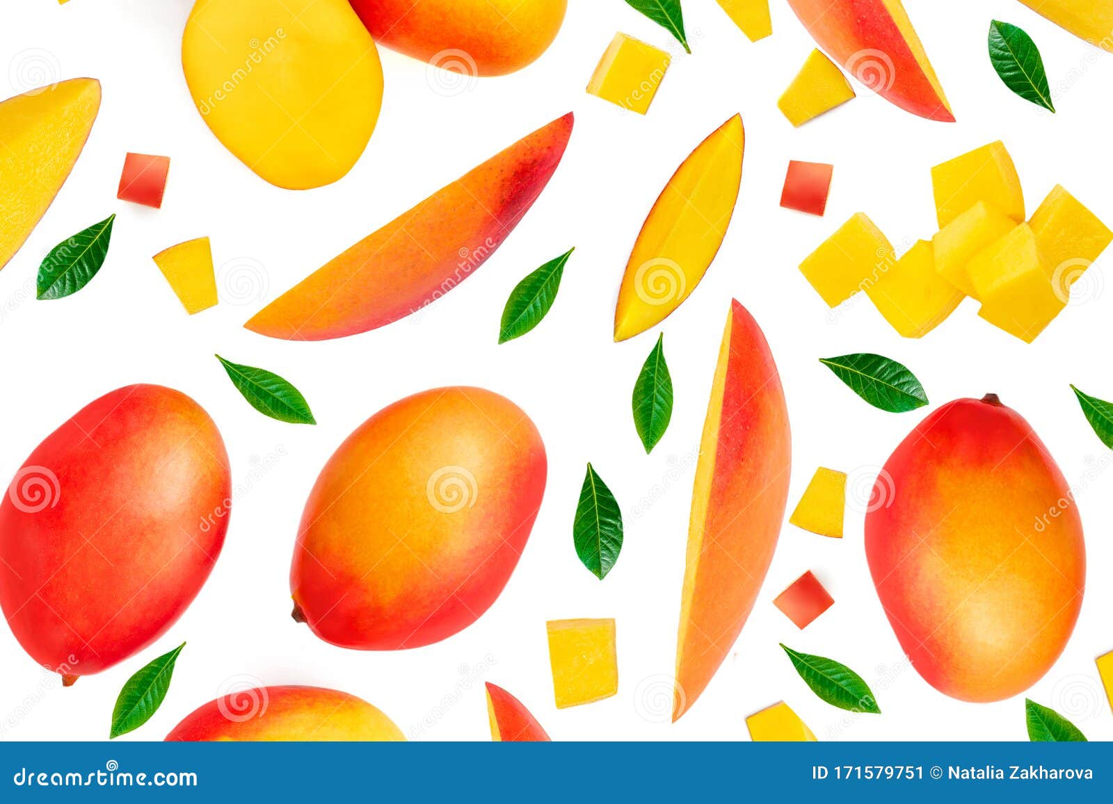 Mango Isolated on the White Background. Pile of Fresh Tropical Mangoes ...