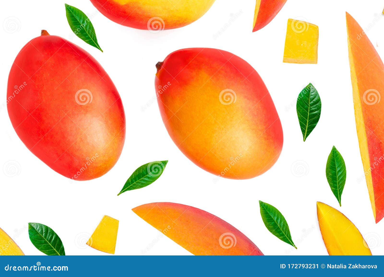 Mango Isolated on the White Background. Pile of Fresh Tropical Mangoes ...