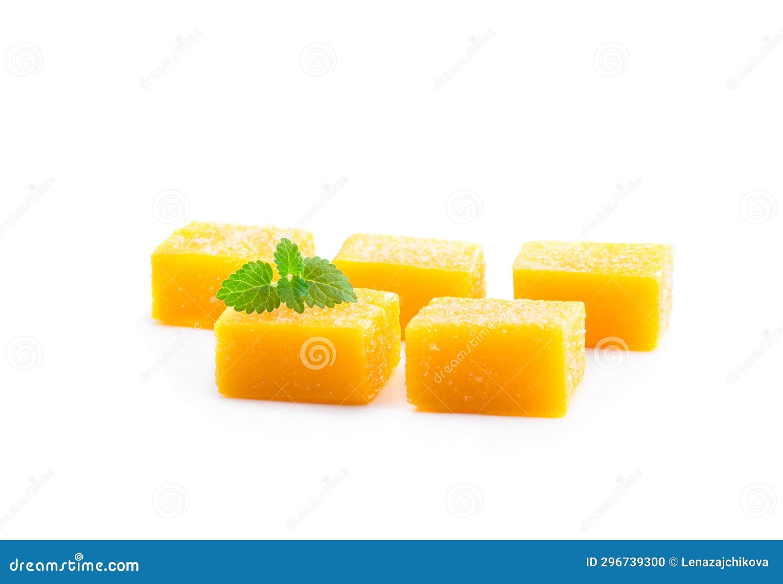 Mango Jelly Candies on White Background Stock Photo - Image of heap ...