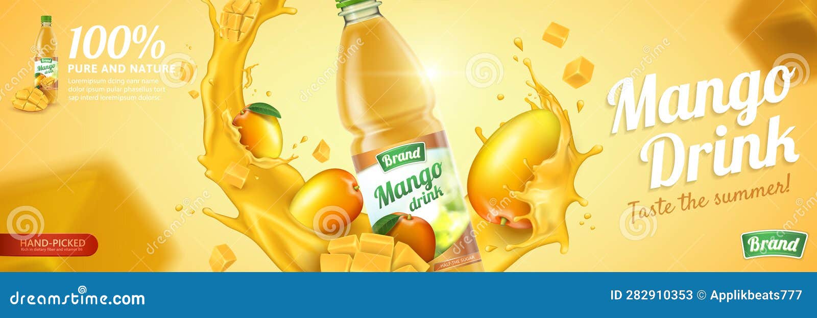 Mango juice ads stock vector. Illustration of fruit - 282910353