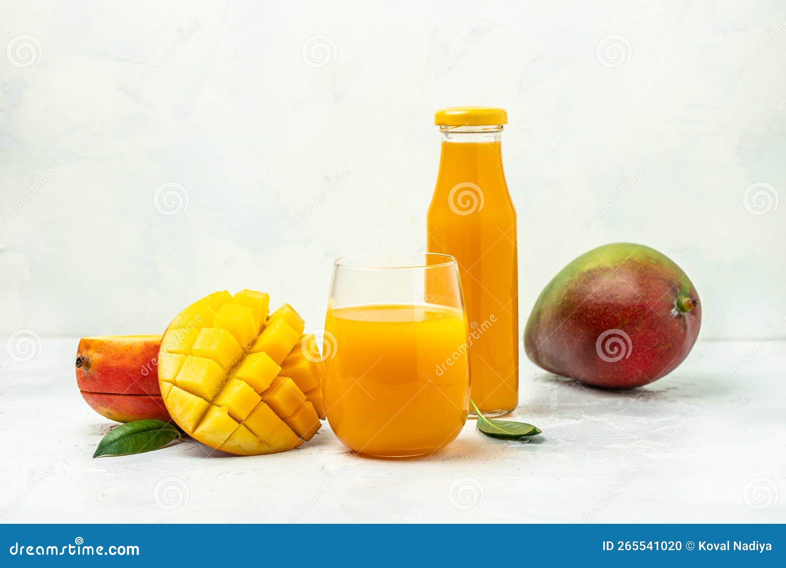 Mango Juice. Fresh Tropical Fruit Smoothie on a White Background Stock ...