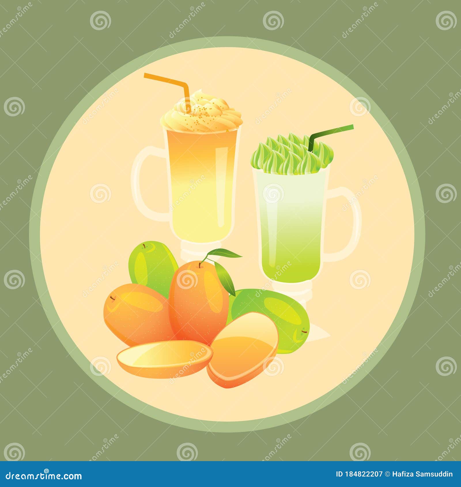Mango Juice. Vector Illustration Decorative Background Design Stock ...