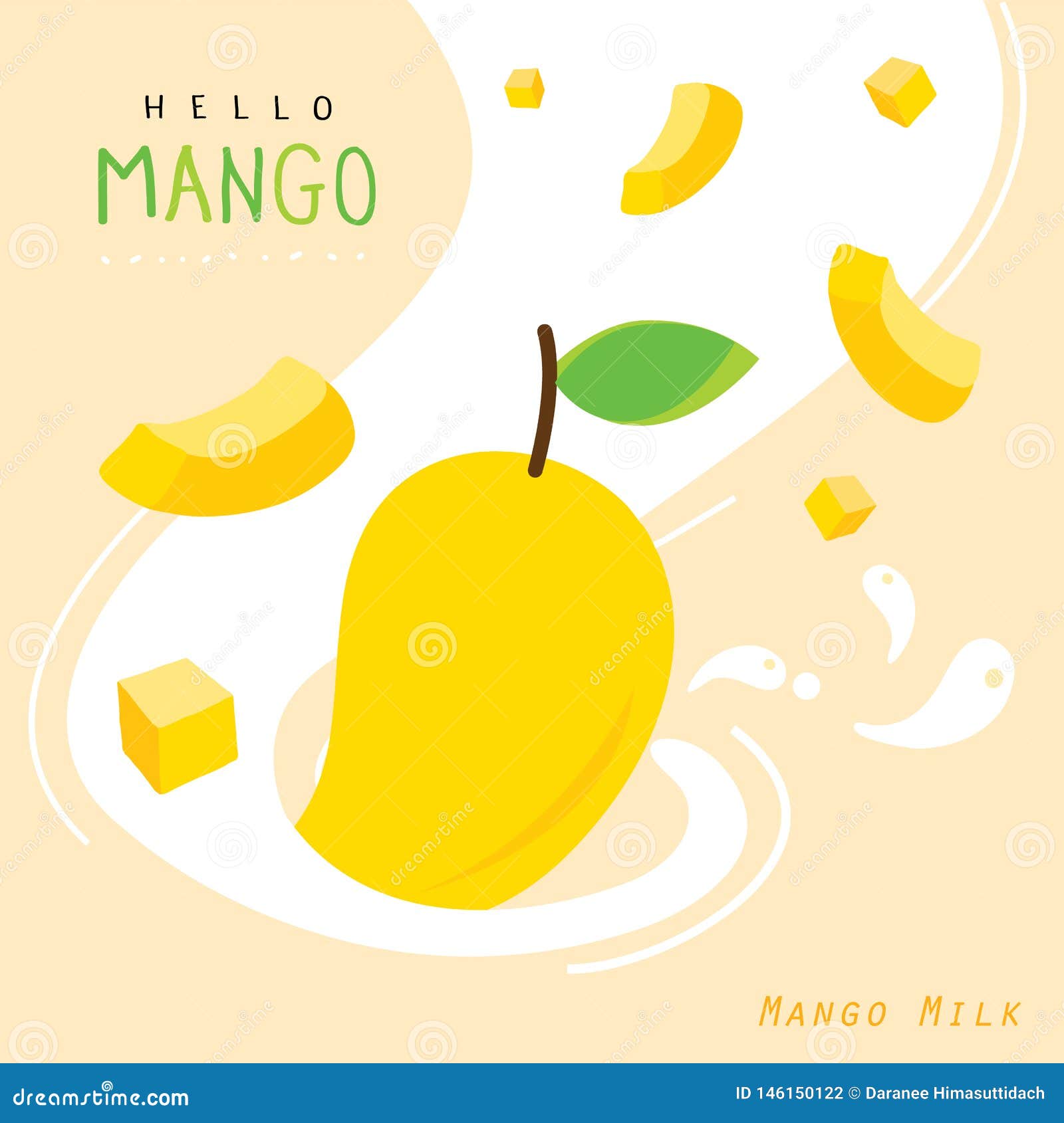 Mango Juicy Milk Fruit of Summer Cartoon Vector Stock Vector ...