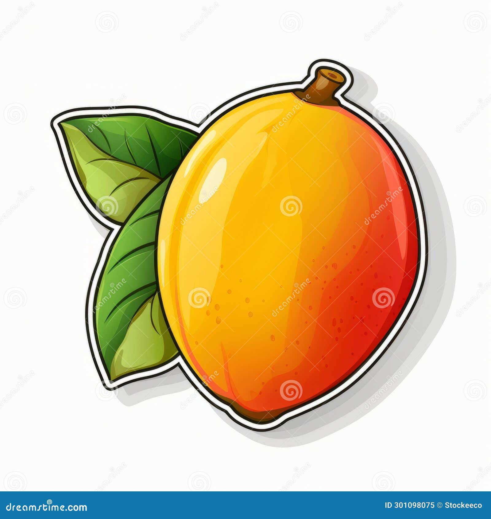 Colorful Mango Sticker with Detailed Shading and Clean Design Stock ...