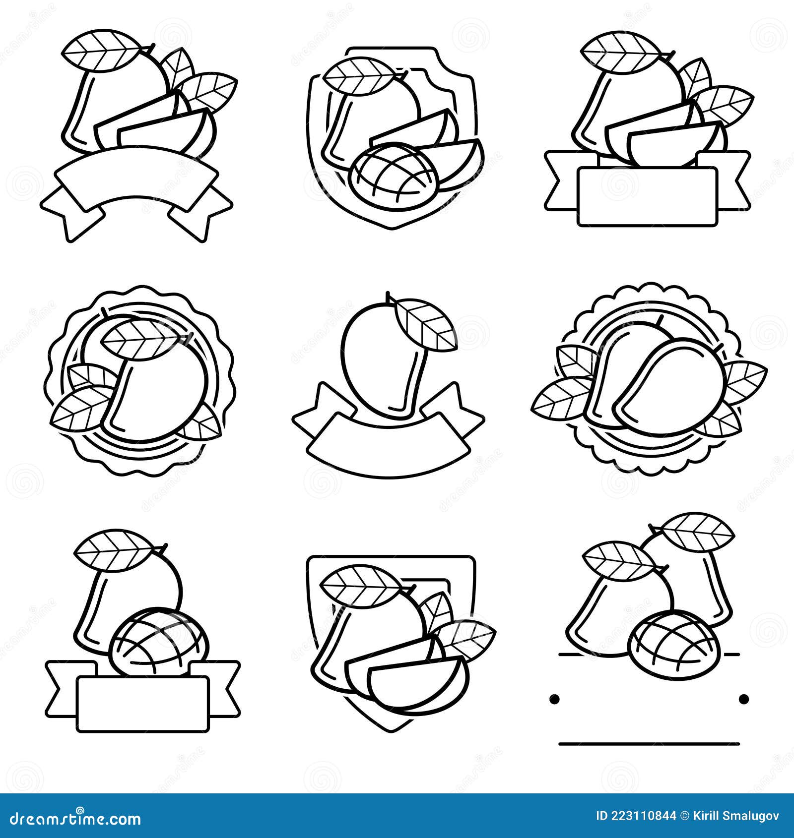 Mango Label and Icons Set. Collection Icons Mango Stock Vector ...