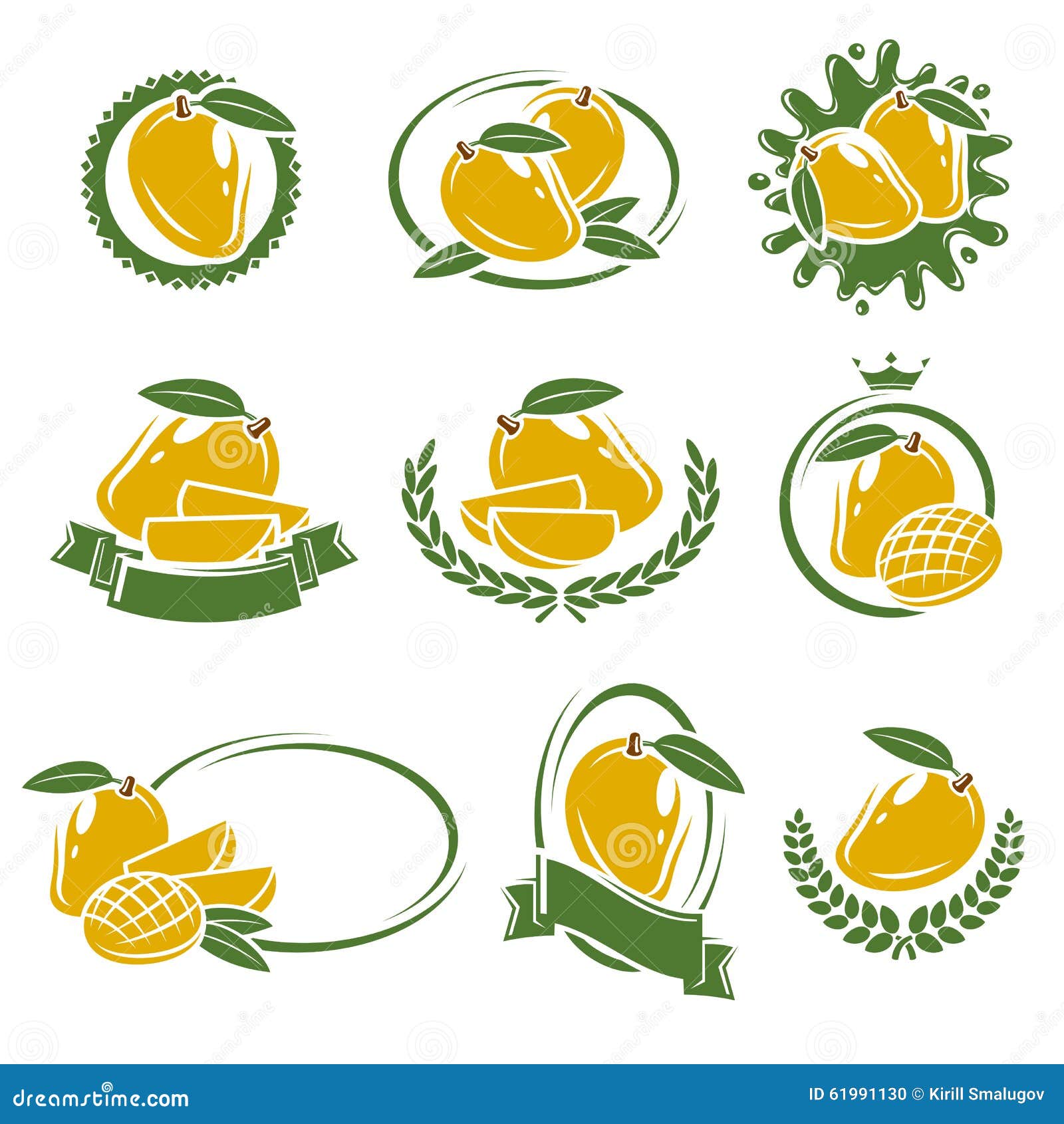 Mango Labels and Elements Set. Vector Stock Vector - Illustration of ...