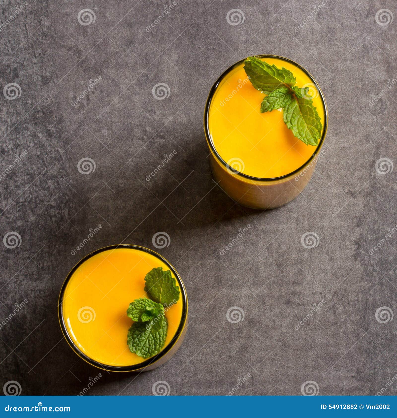 Mango Lassi Smooothie Juice Overhead View Stock Photo - Image of sweet ...