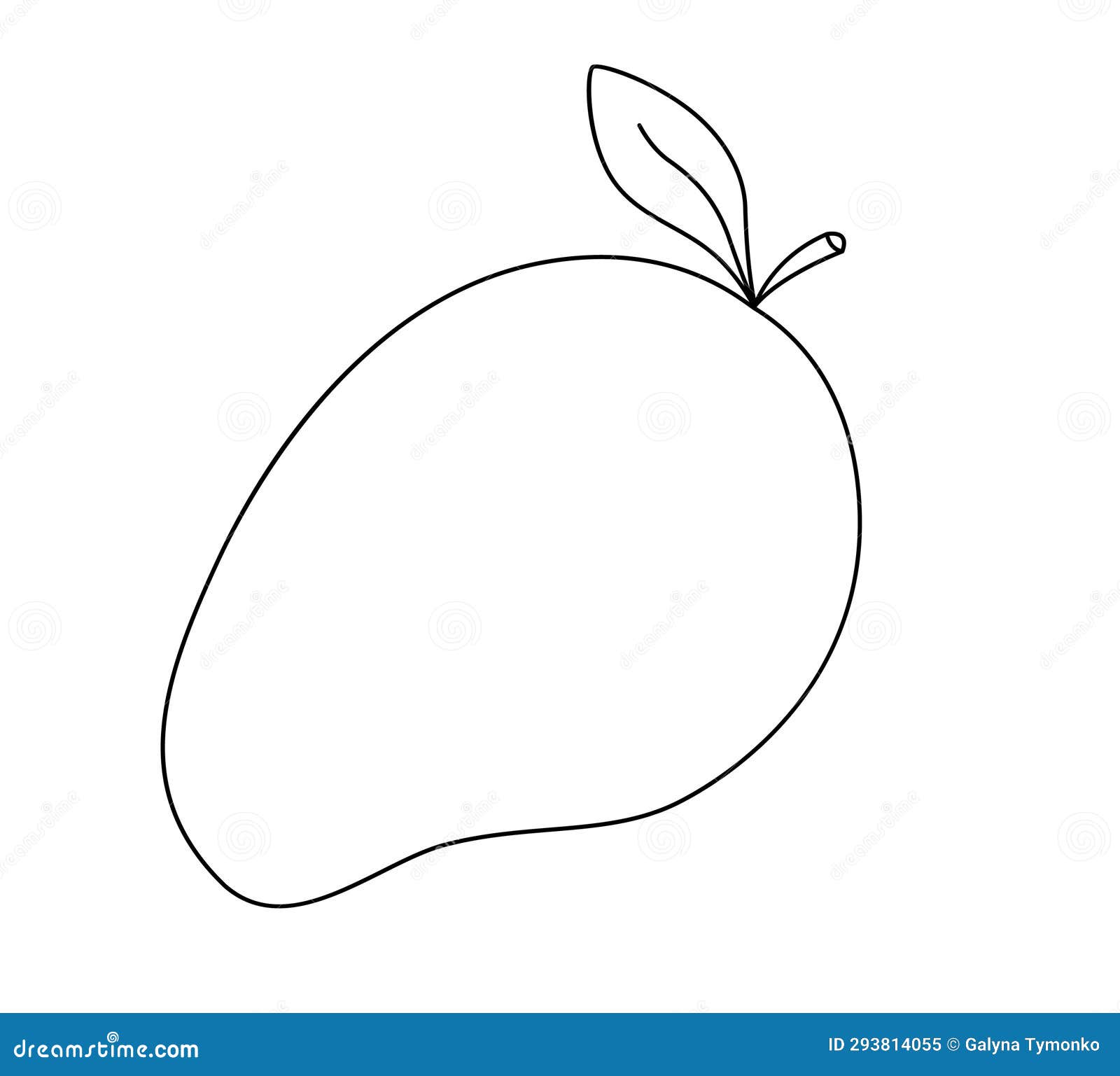 Mango with Leaf Line Icon, Fruit and Tropical Vector Graphic, a Linear ...