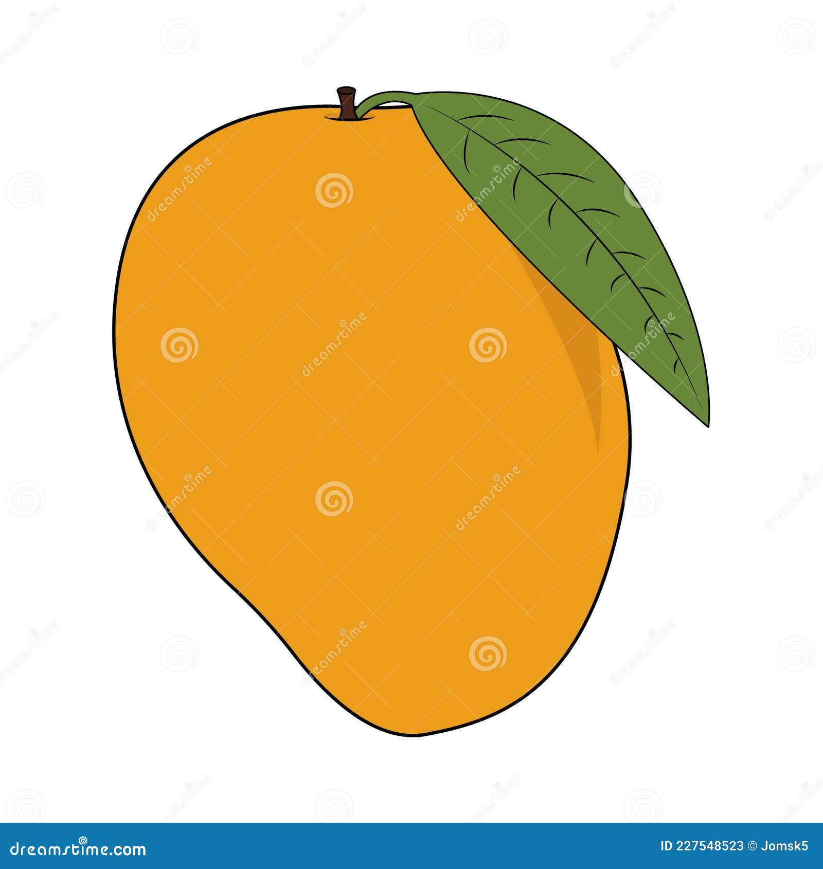 Mango with Leaf Vector Illustration Stock Vector - Illustration of ...