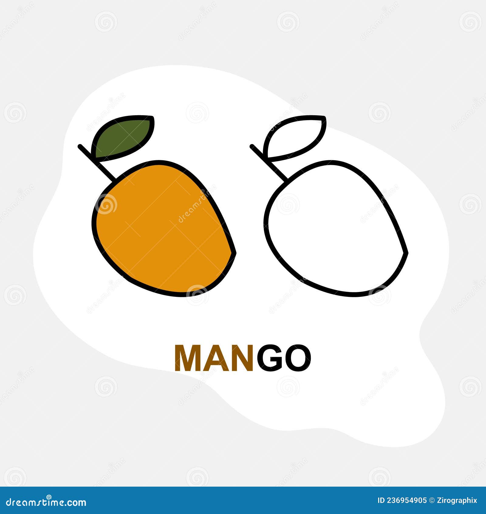 Mango Line Icon and Colored Vector Art Illustration Stock Vector ...