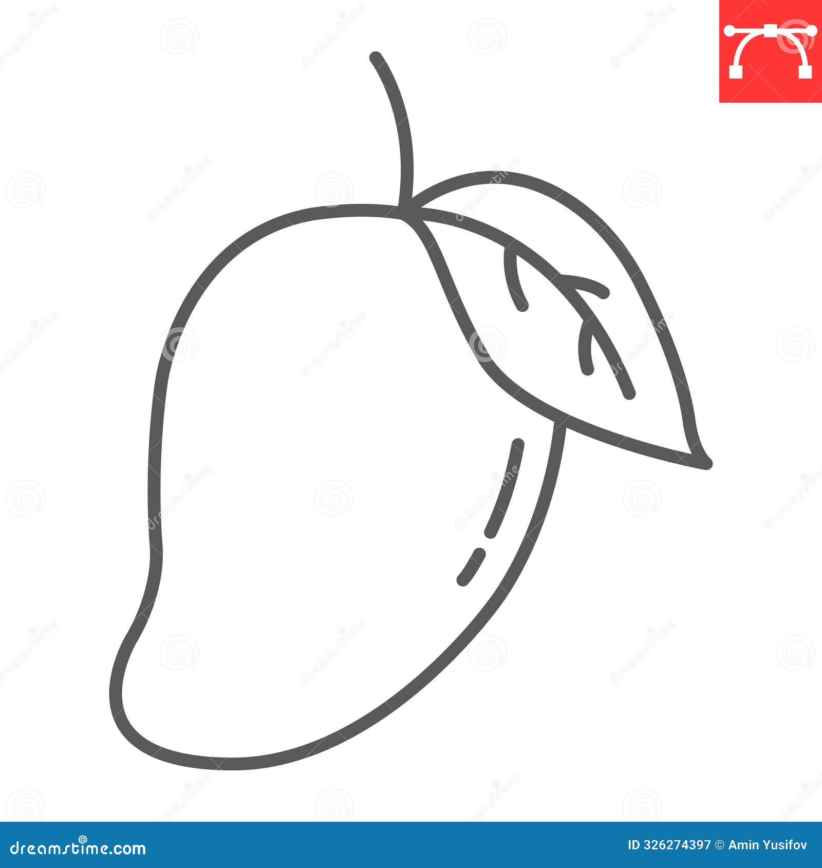 Mango. One Line Drawing Art Color Illustration | CartoonDealer.com ...