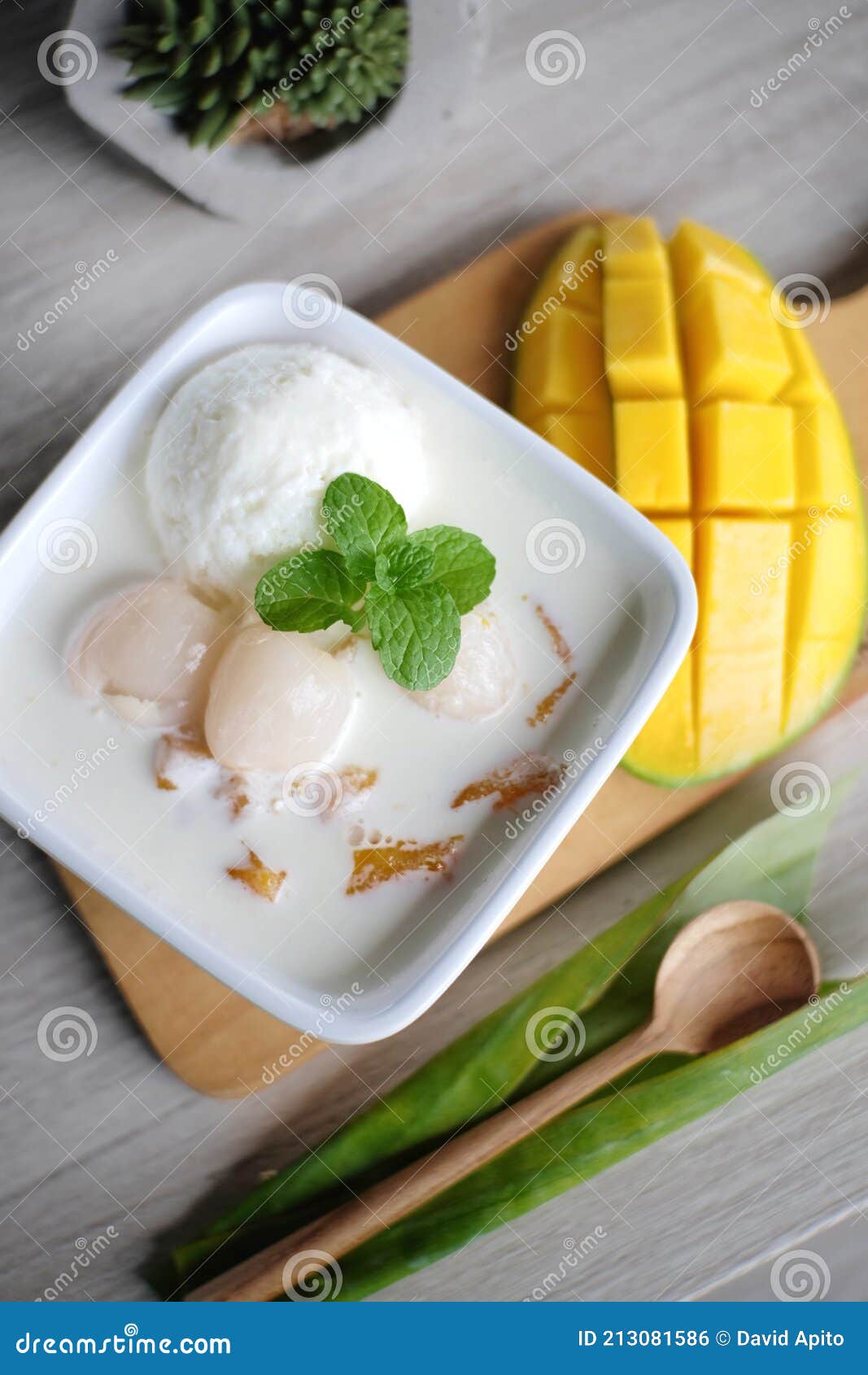 Mango lychee dessert stock photo. Image of lychee, desse - 213081586