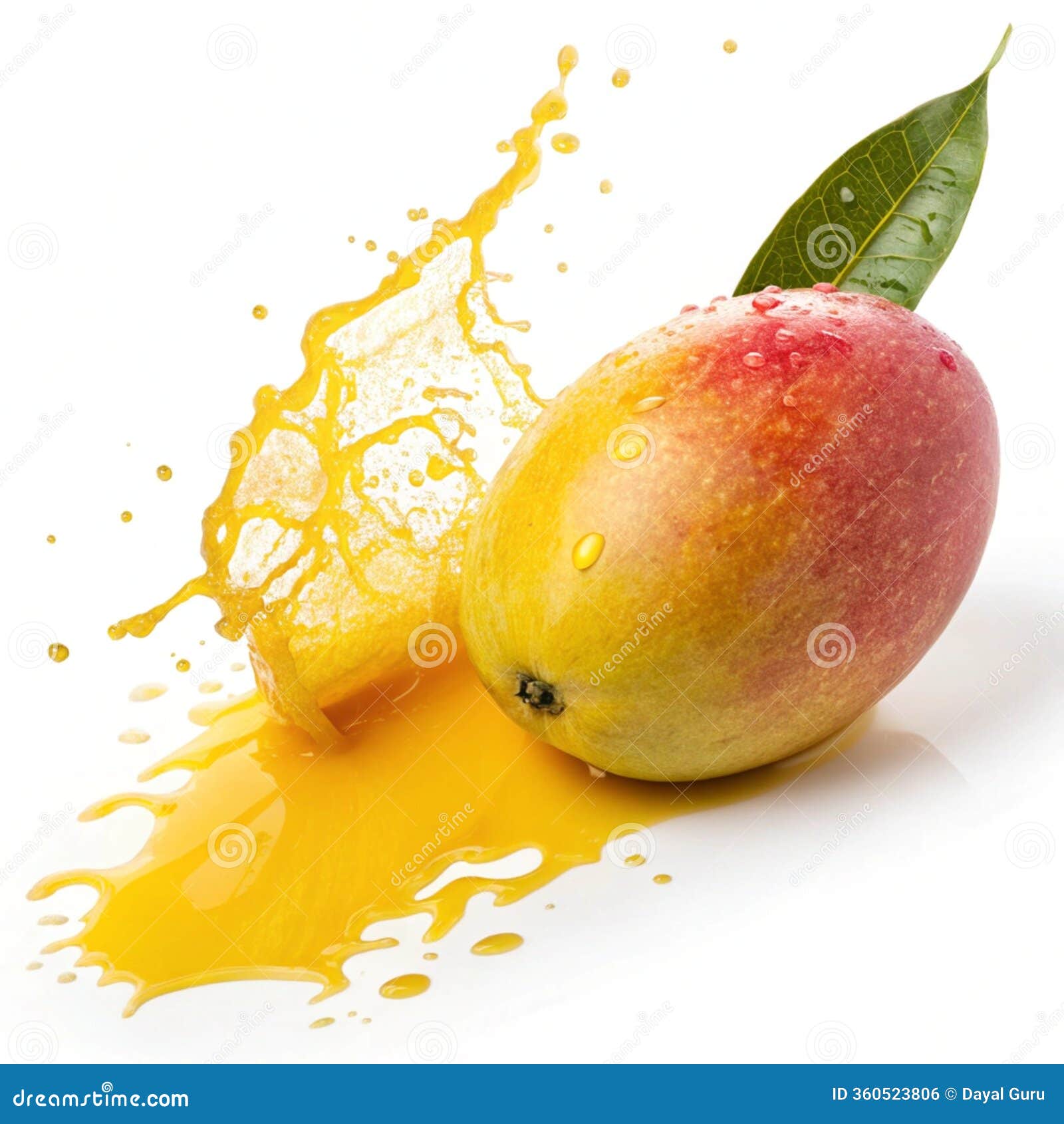 Mango and Mango Splash Isolated on Transparent Background Stock ...