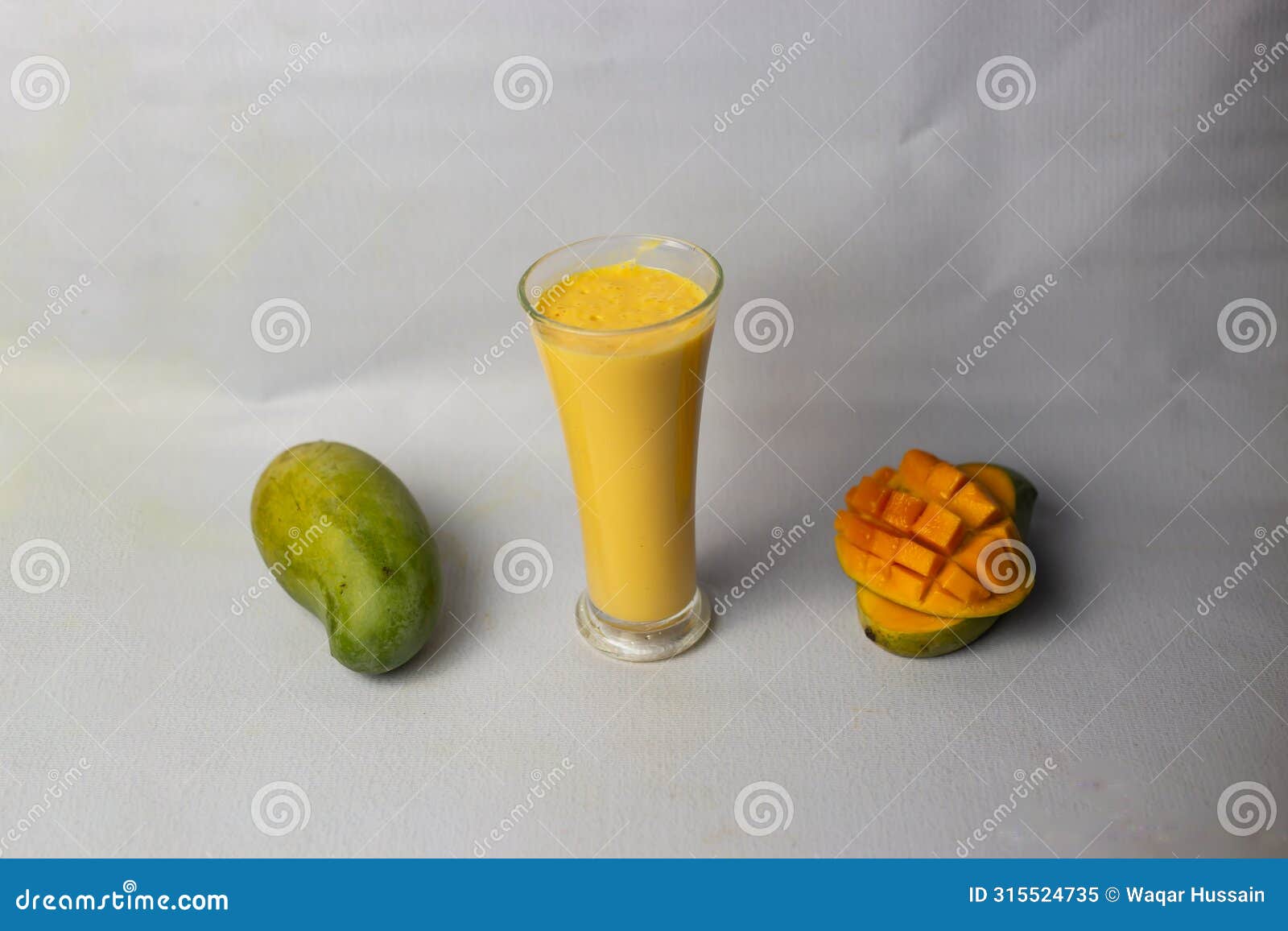 Mango MilkShake In A Glass, In An Aqua Background. Generative AI. Stock ...