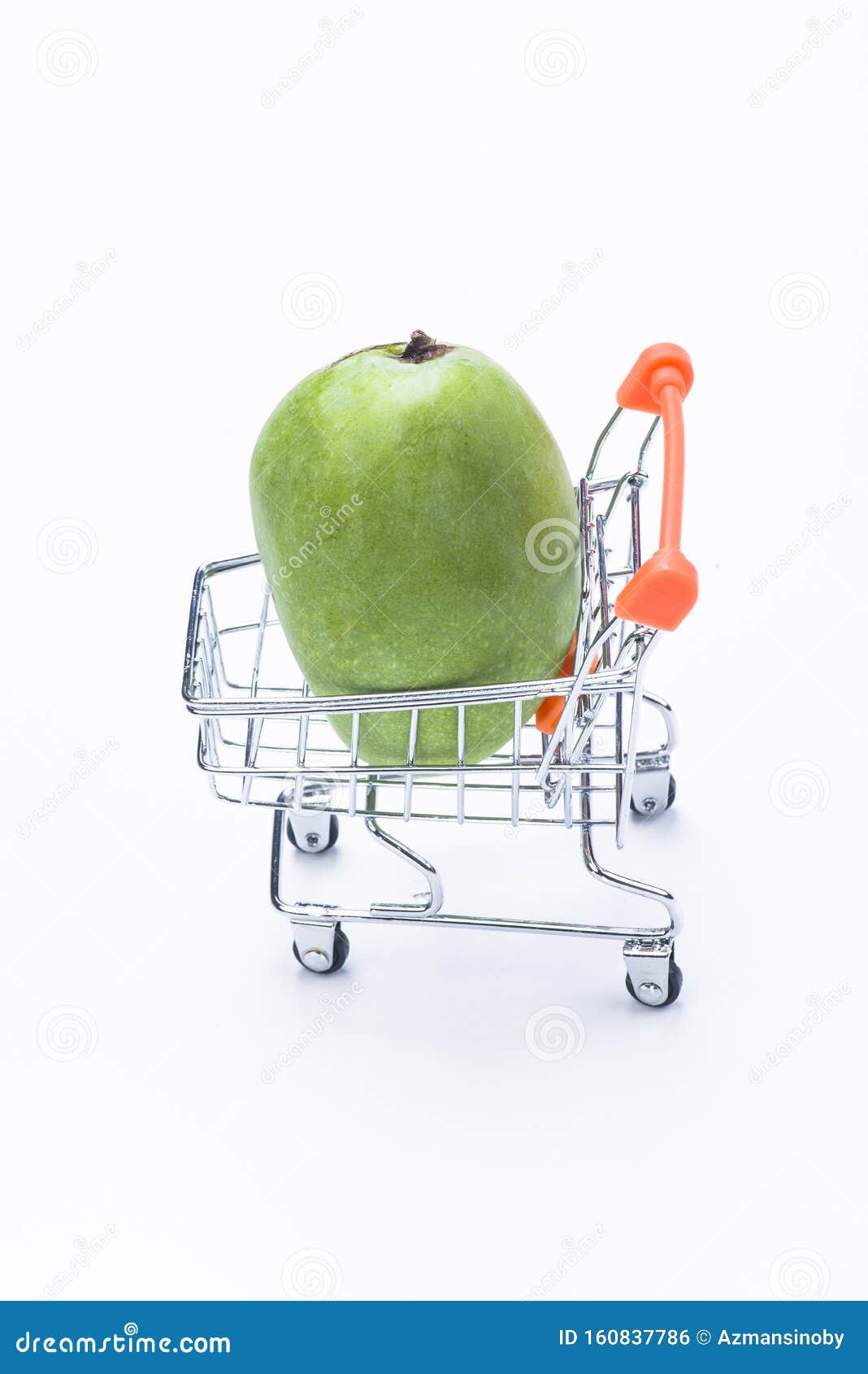 Mango in Mini Shopping Cart Isolated on White Stock Photo - Image of ...