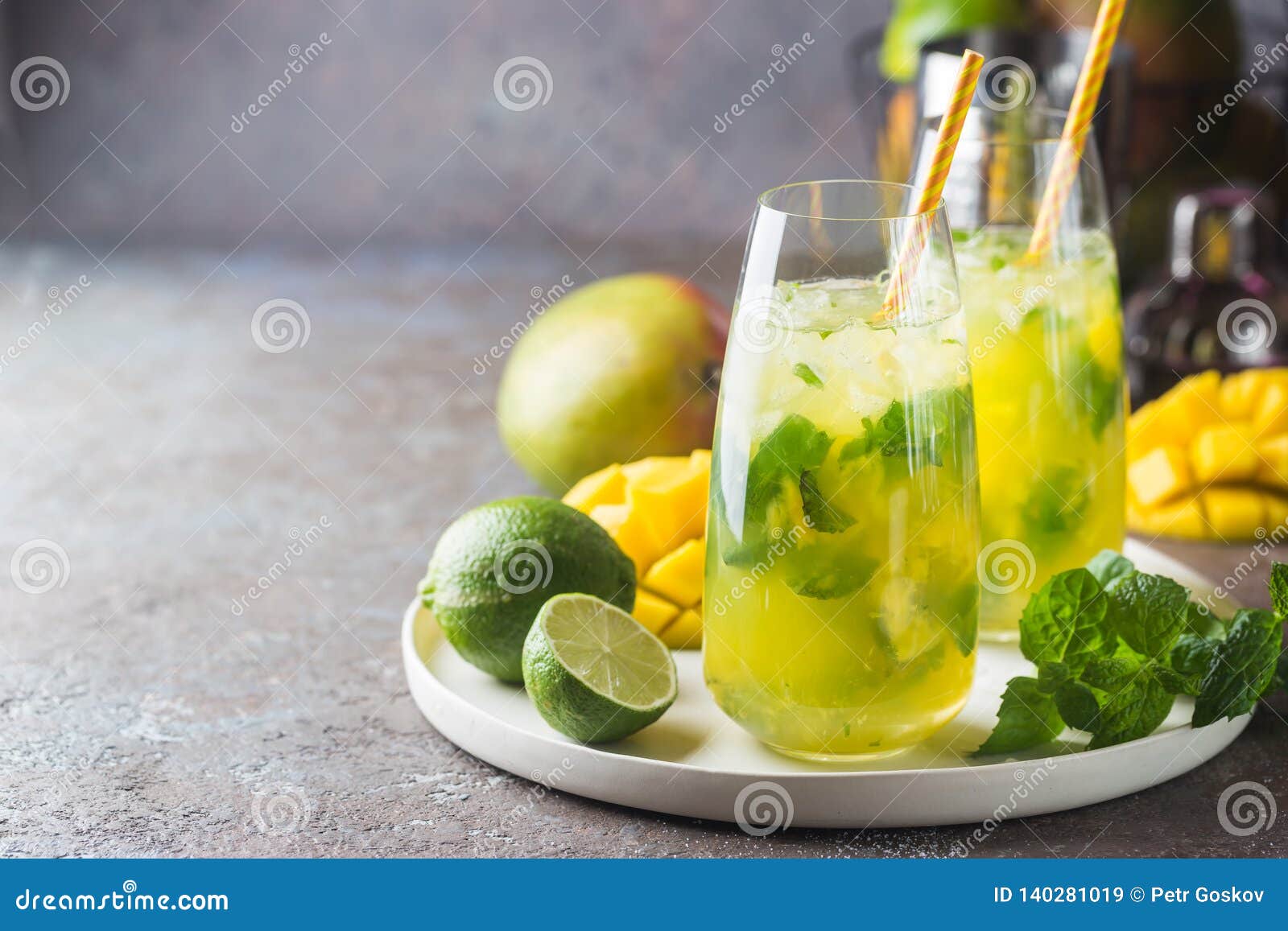 Mango mint mojito cocktail stock image. Image of refreshment - 140281019