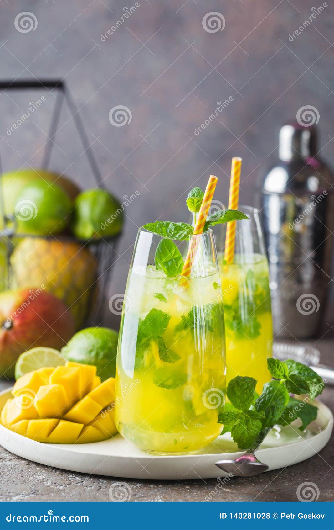 Mango mint mojito cocktail stock photo. Image of alcohol - 140281028