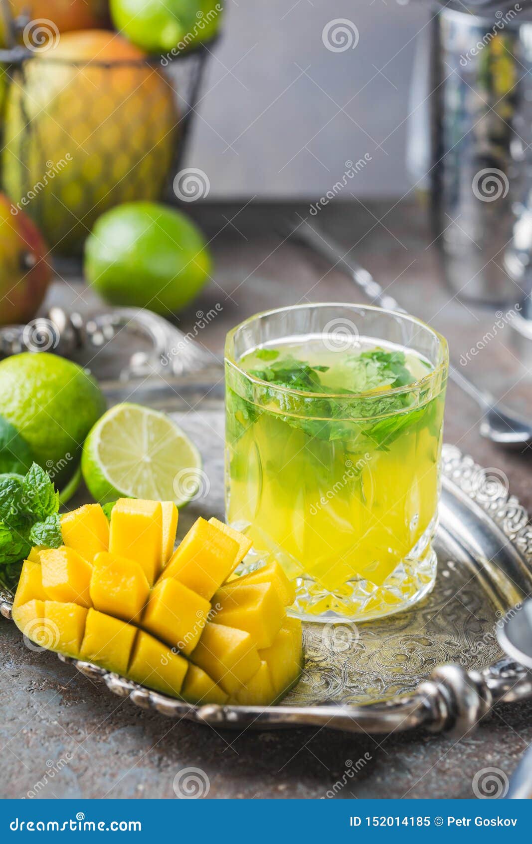 Mango mint mojito cocktail stock image. Image of orange - 152014185