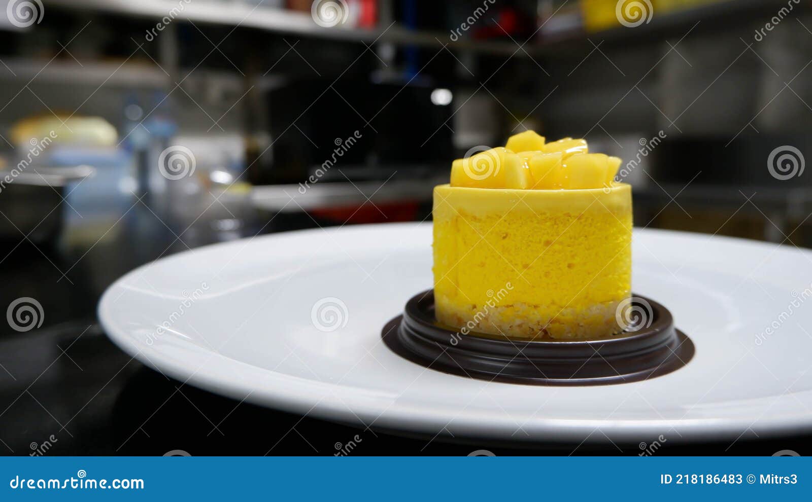 Mango Mousse on White Plate Stock Image - Image of tropical, sweet ...