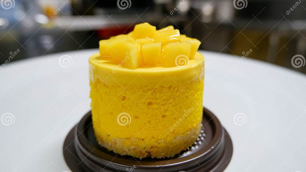 Mango Mousse on White Plate Stock Image - Image of yummy, sweet: 218186489