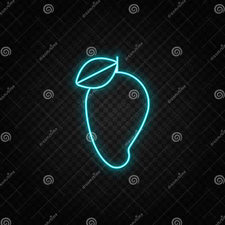 Mango Neon Icon. Blue and Yellow Neon Vector Icon Stock Illustration ...