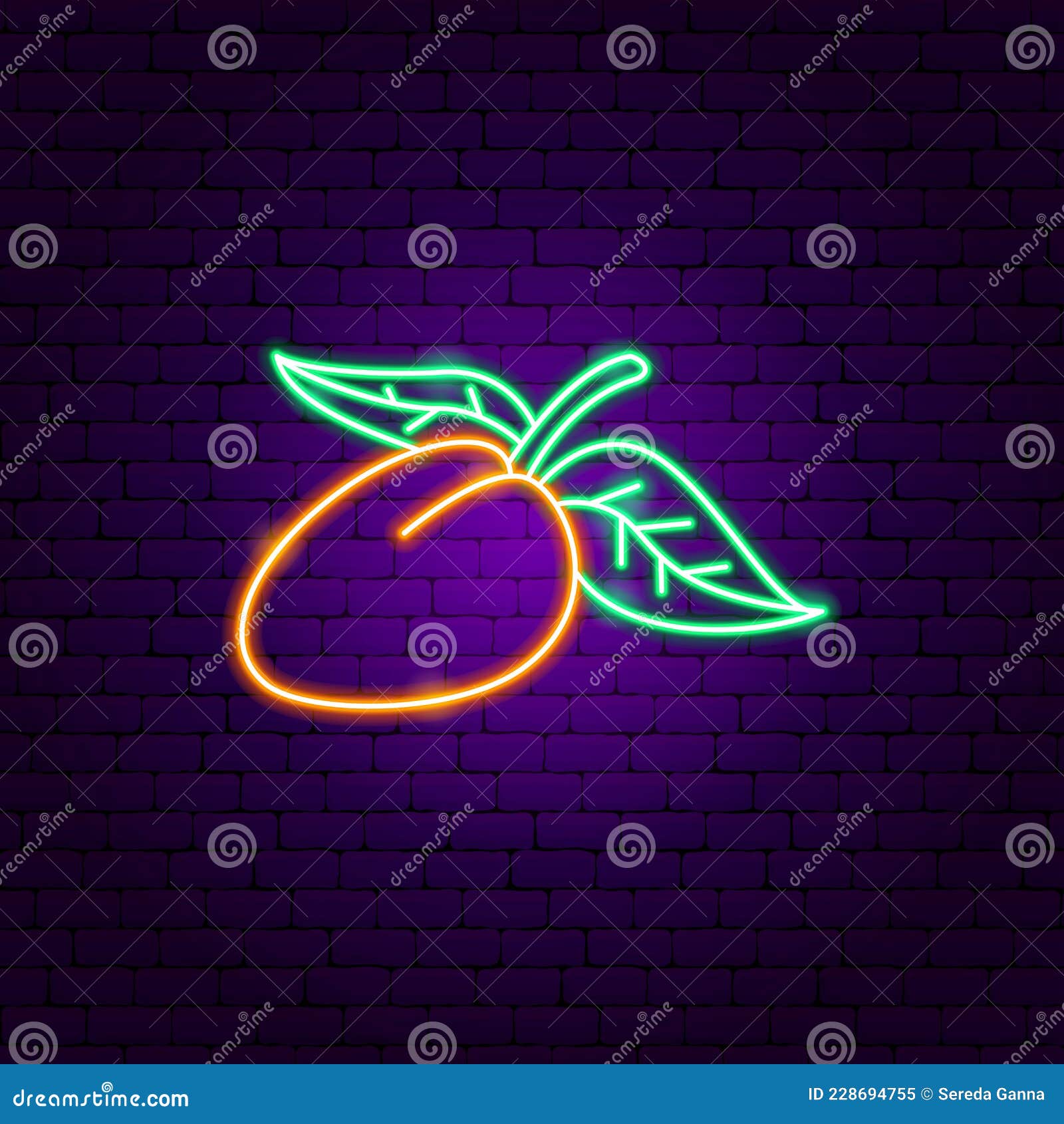 Mango Neon Sign stock vector. Illustration of vegetarian - 228694755