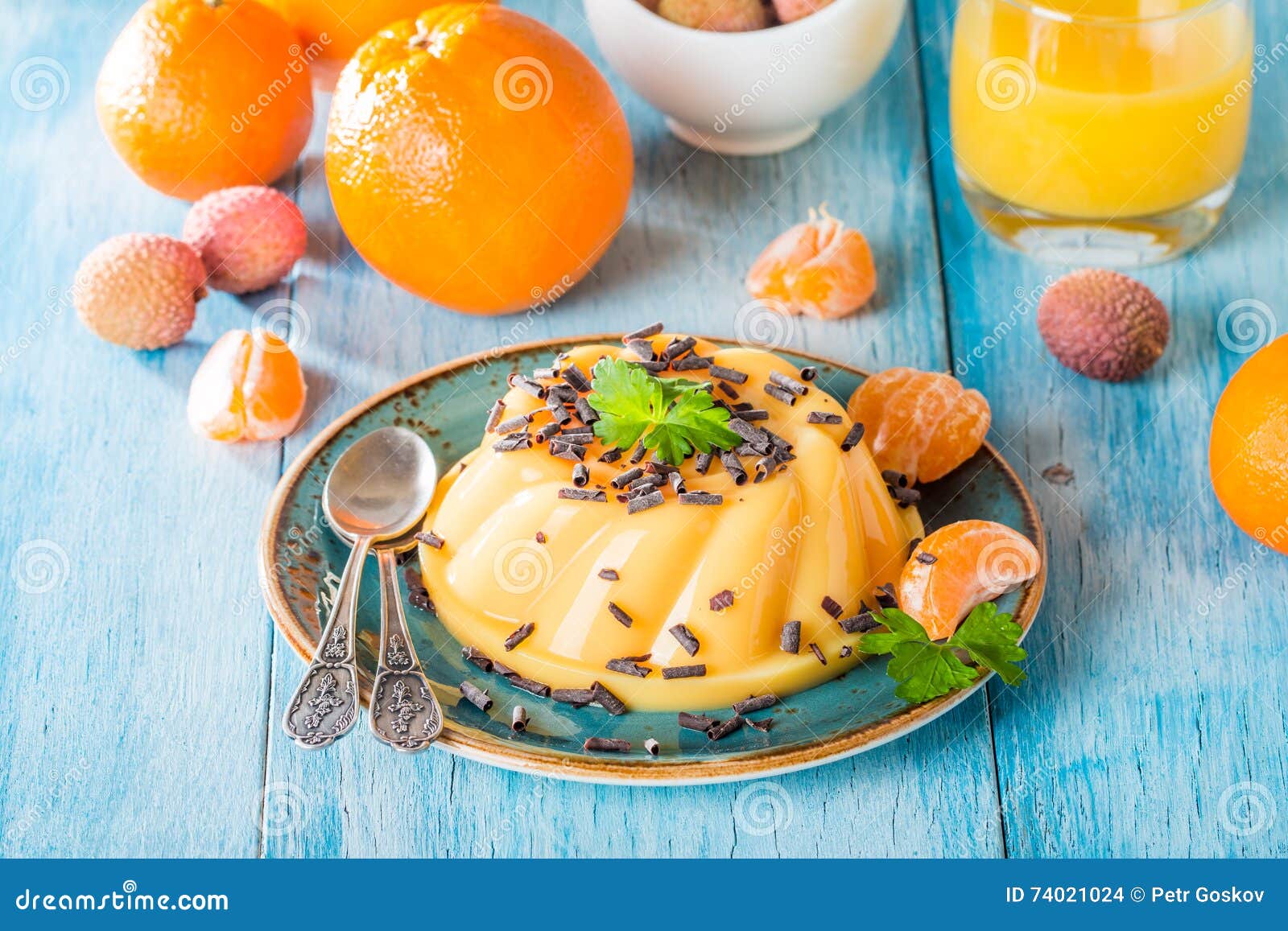 Mango orange pudding stock photo. Image of cream, lemon - 74021024