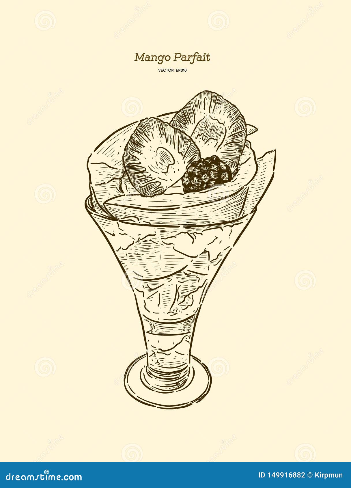 Mango Parfait, Hand Draw Sketch Vector | CartoonDealer.com #149916882