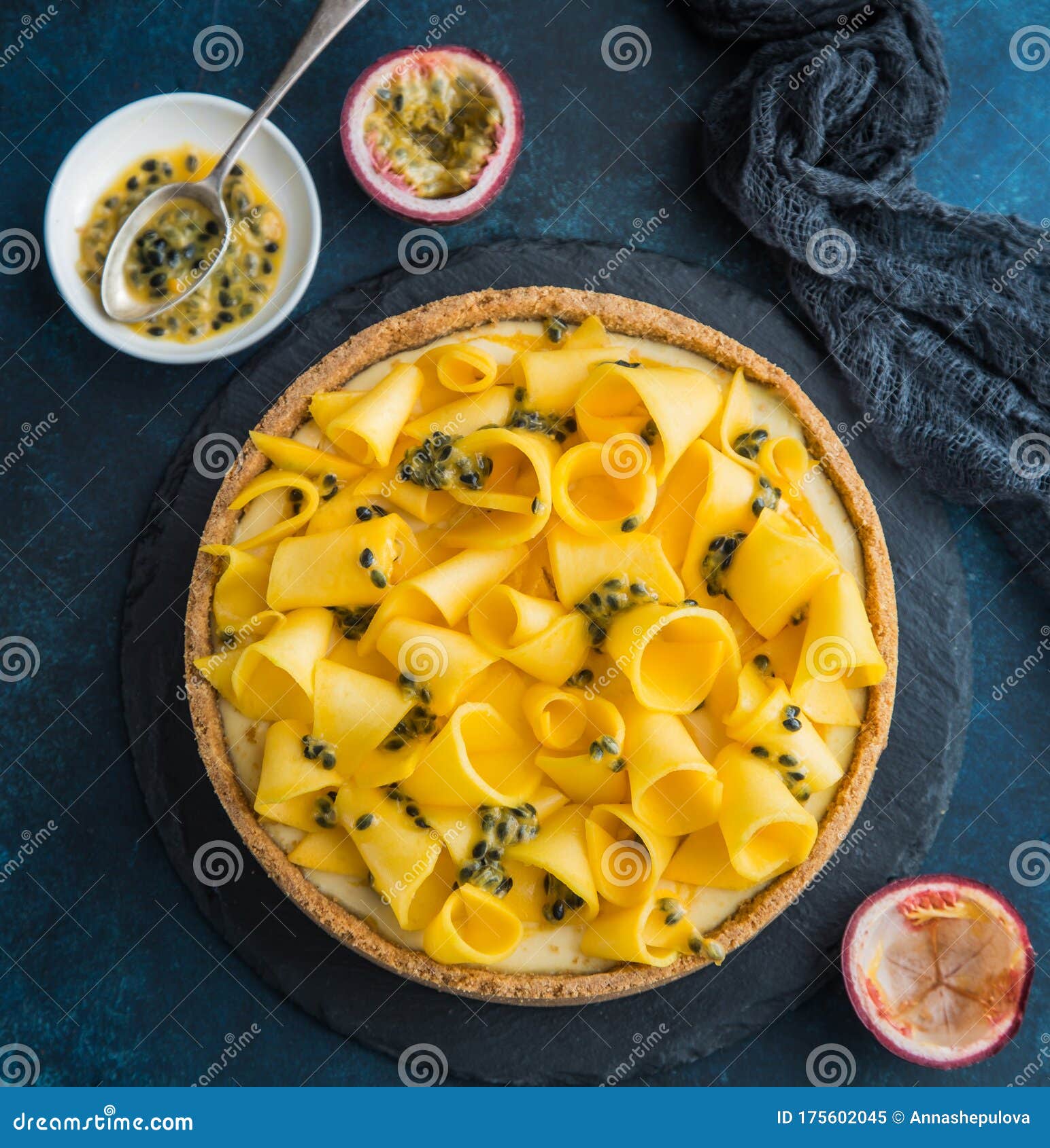 Mango and Passion Fruit Cheesecake Stock Image - Image of cheesecake ...