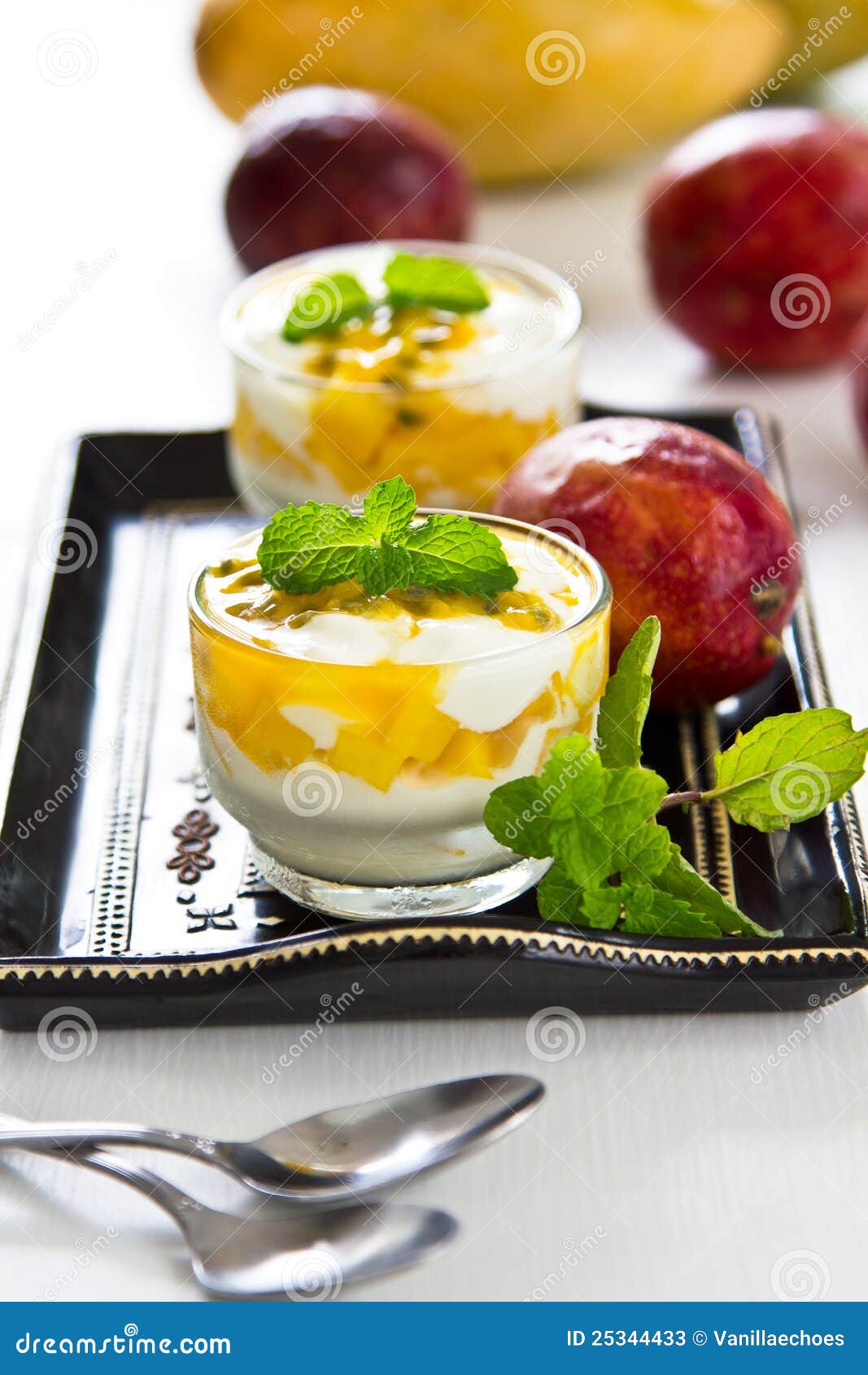Mango and Passion Fruit Dessert Stock Image - Image of tropical ...