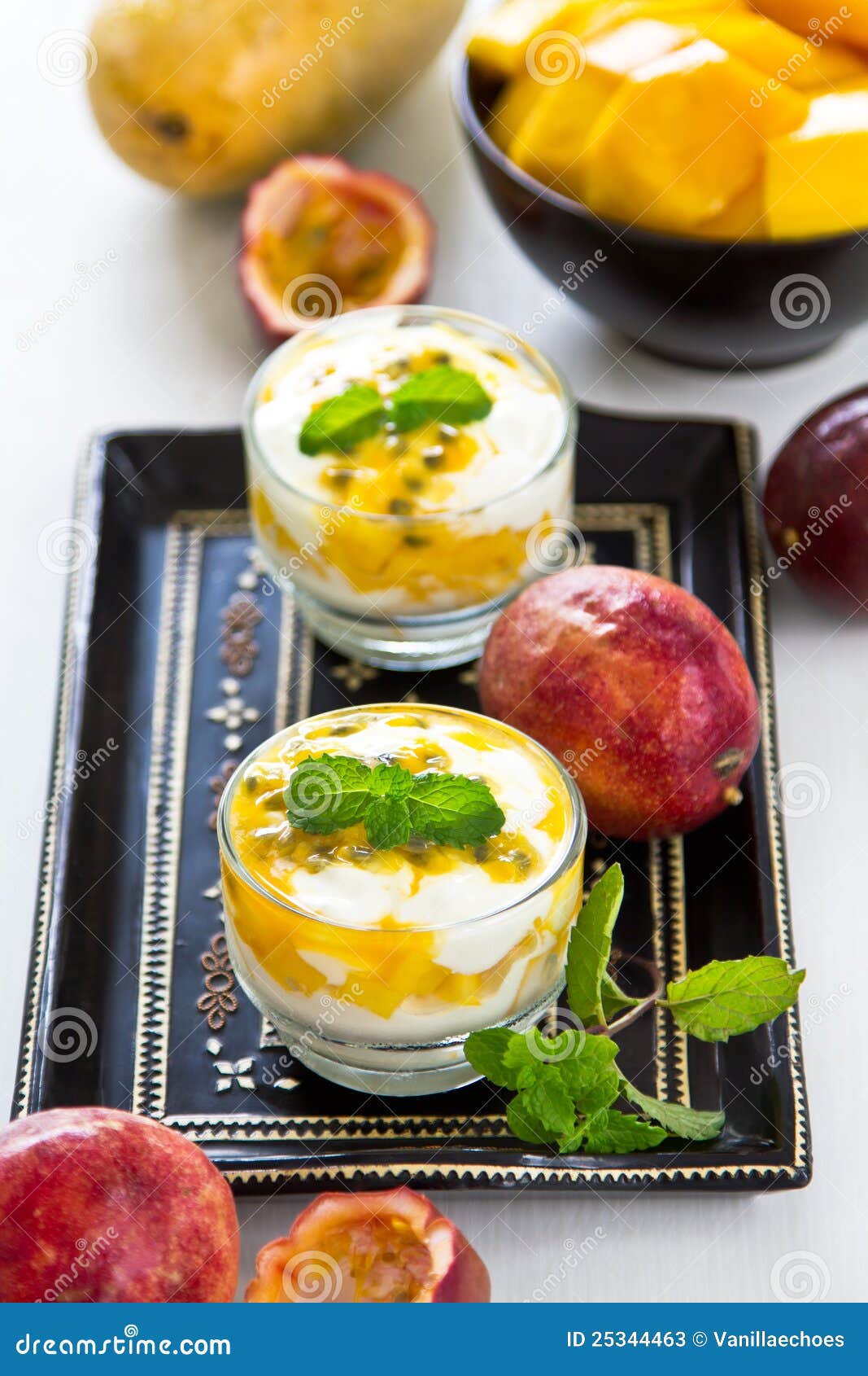 Mango and Passion Fruit Dessert Stock Image - Image of sour, mango ...