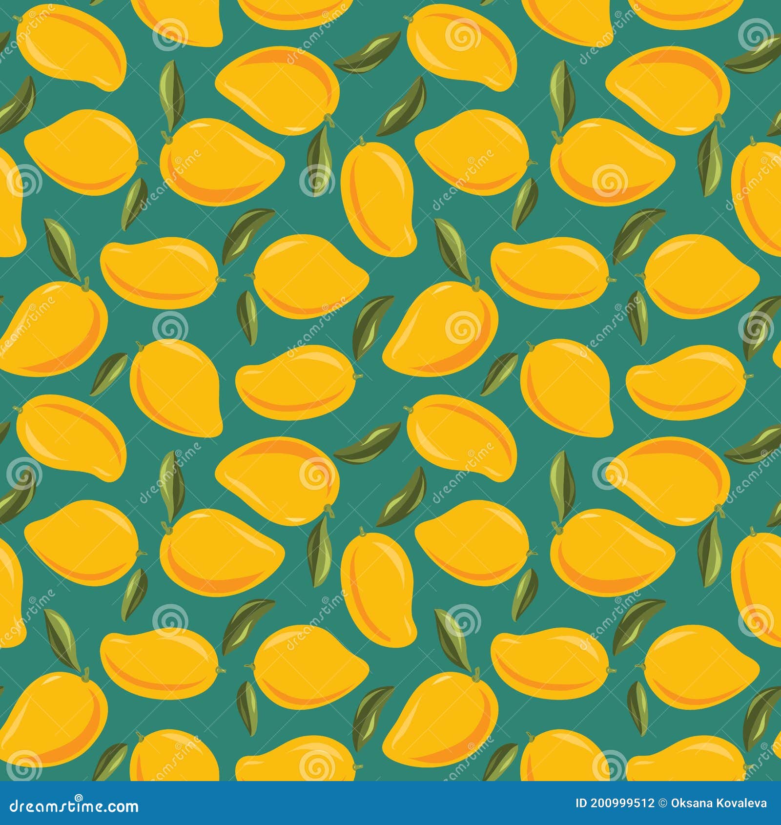 Mango Pattern, Texture or Background Vector Seamless Design. Tropical ...