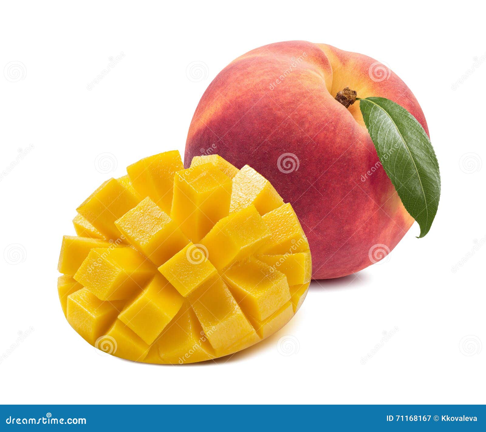 Mango Peach Whole Slices Isolated On White Background Royalty-Free ...