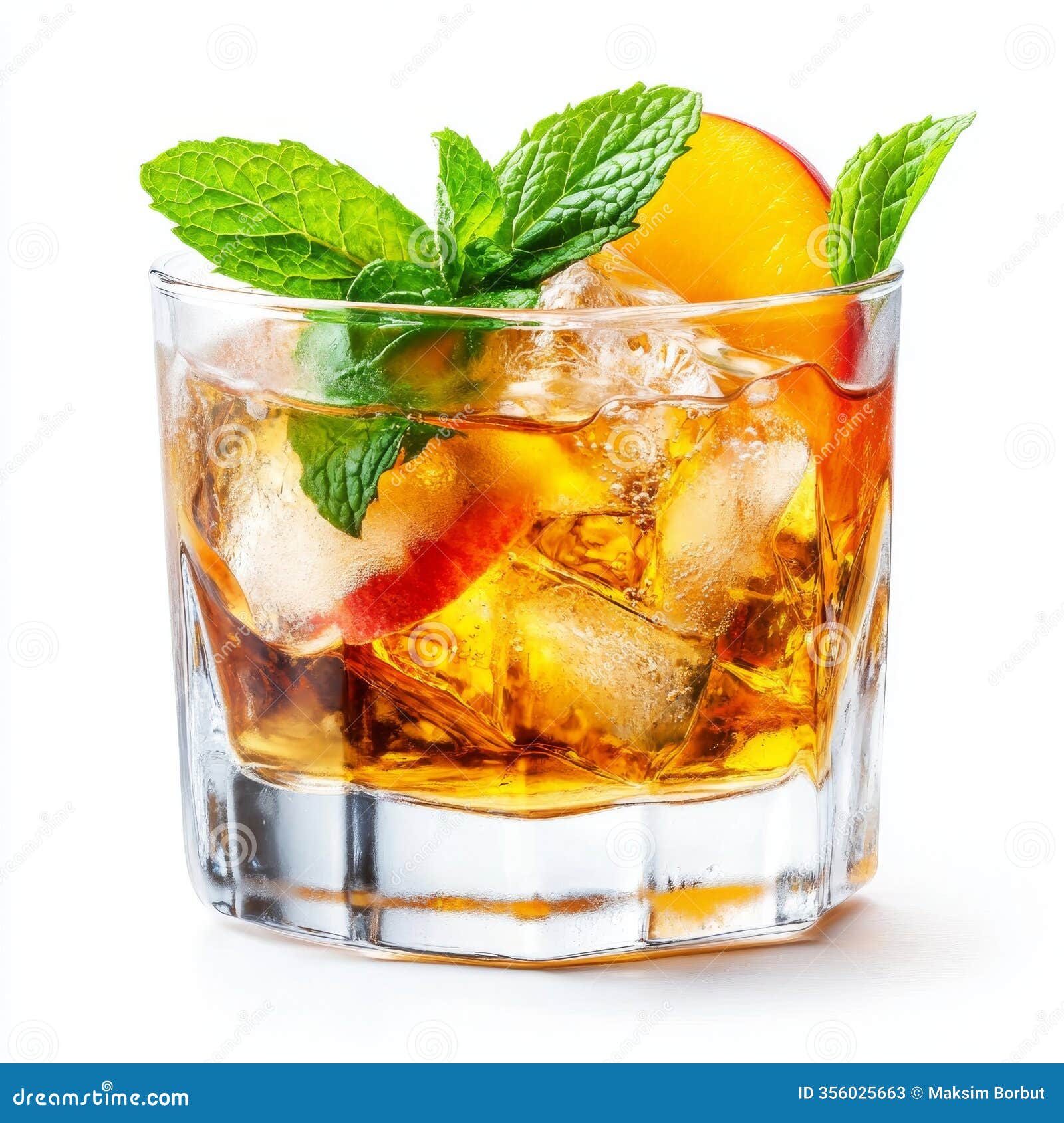 Mango Peach Fizz Cocktail Drink Front View Isolated On A Transparent ...