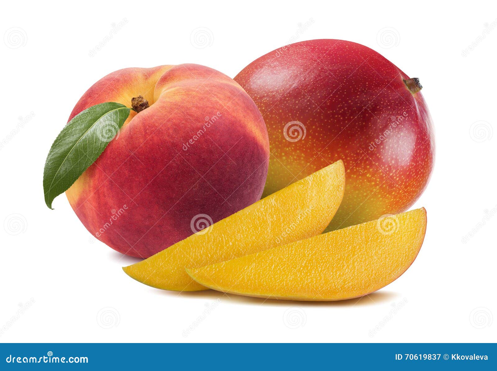 Mango Peach Whole Slices Isolated On White Background Royalty-Free ...