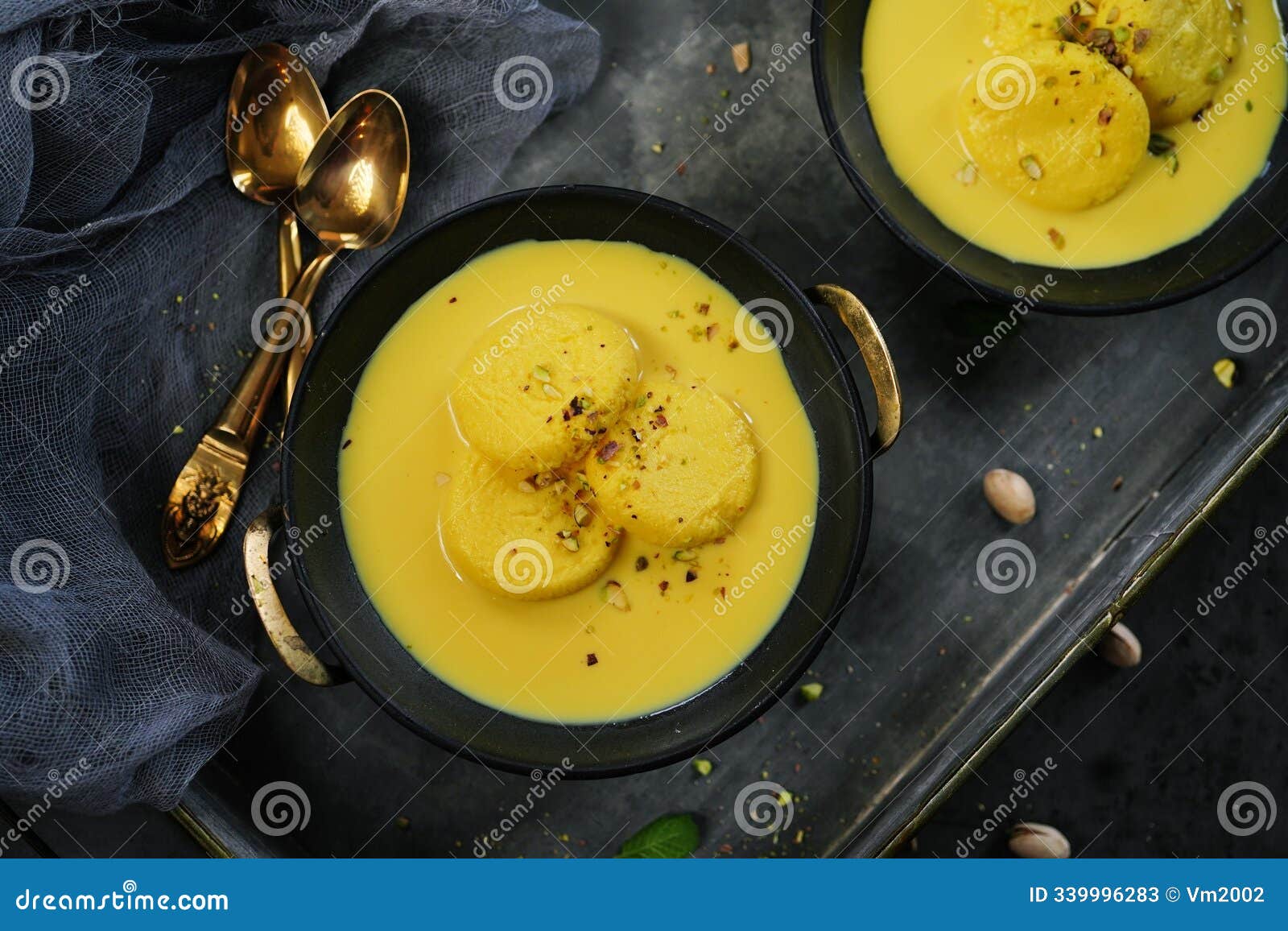 Mango Rasmalai Topped with Pistachios Stock Image - Image of kulfi ...