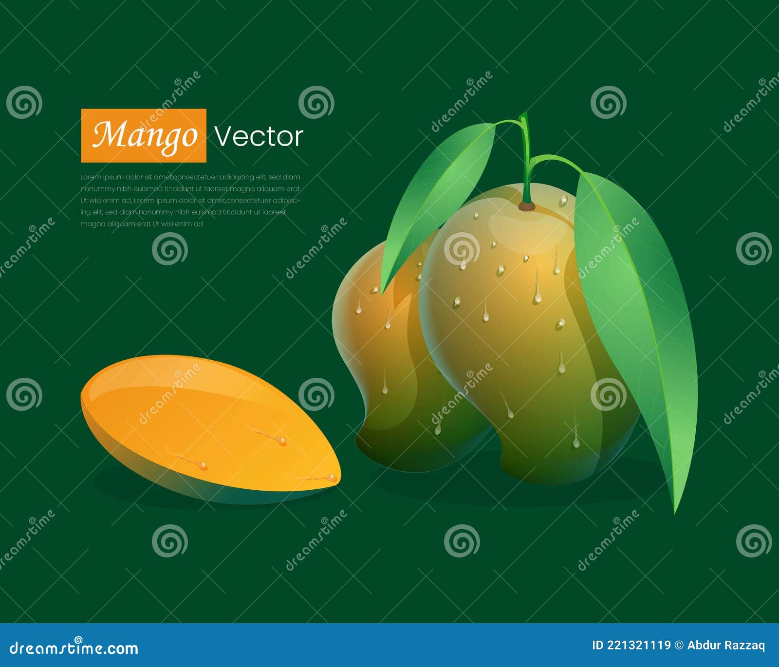 Mango Realistic Vector, Whole and Slice Mango Fruit with Leaf Concept ...