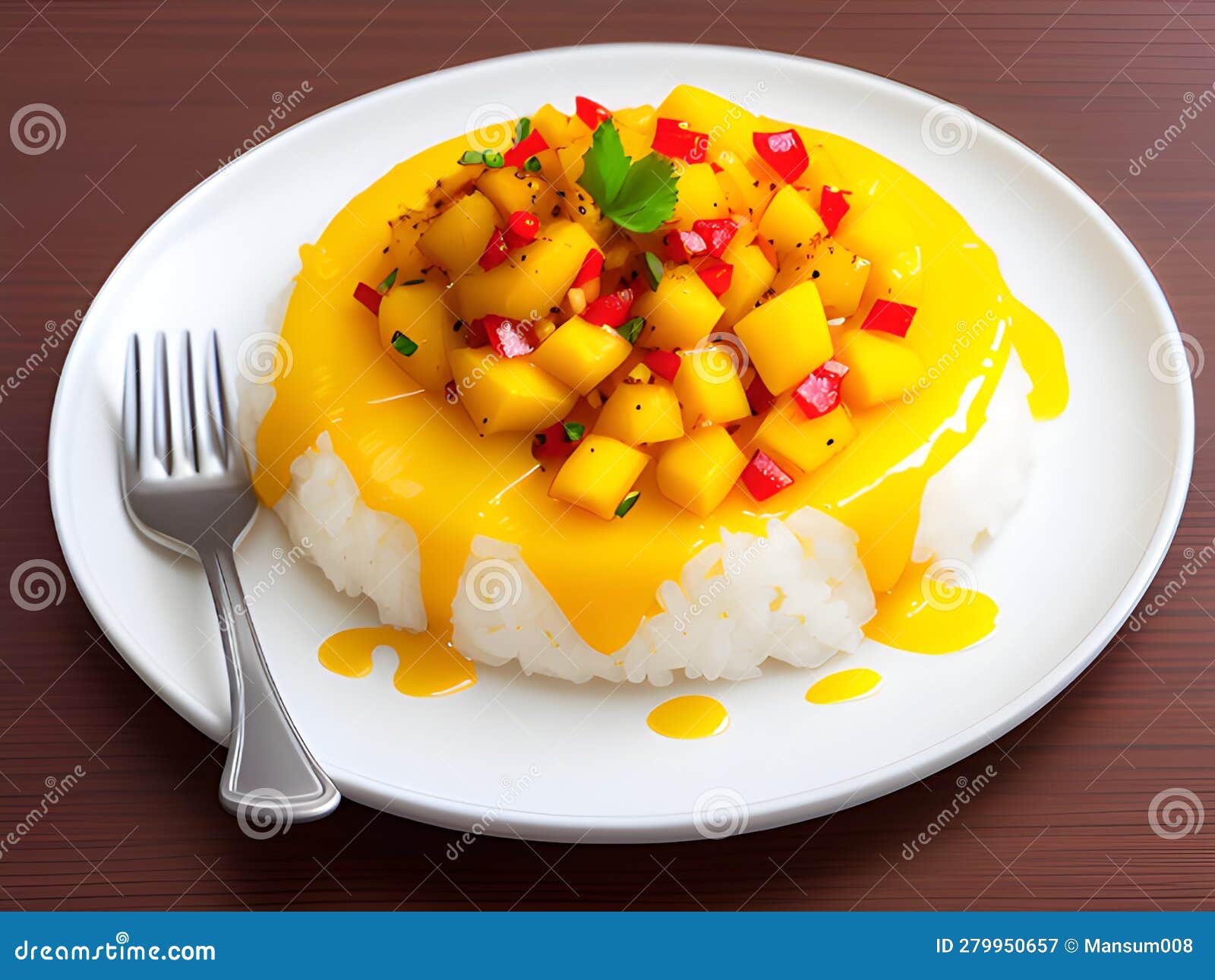 Mango with Mango and Rice, Mango and Coconut Milk - Thai Food, Ai ...