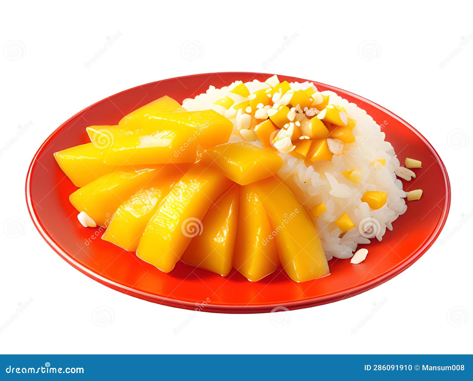 Mango Rice On Dish On White Background, Ai Generated Stock Photo ...