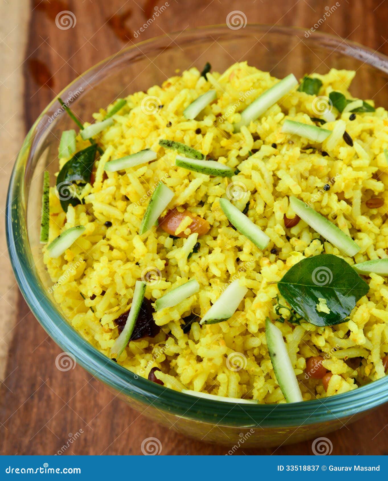 Mango Rice In Bowl , An Indian Dish Garnished With Curry Leaves ...