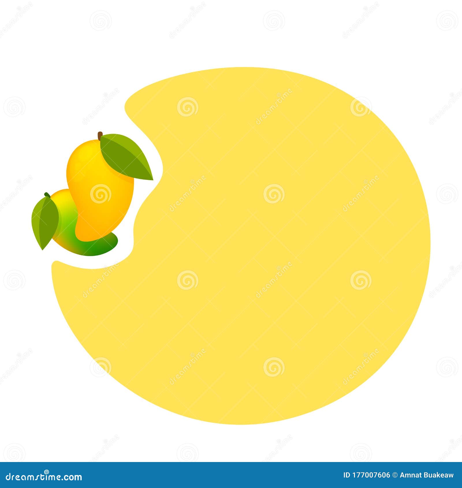 Mango Ripe Fruit Cute and Circle Frame Copy Space Text, Clip Art of ...