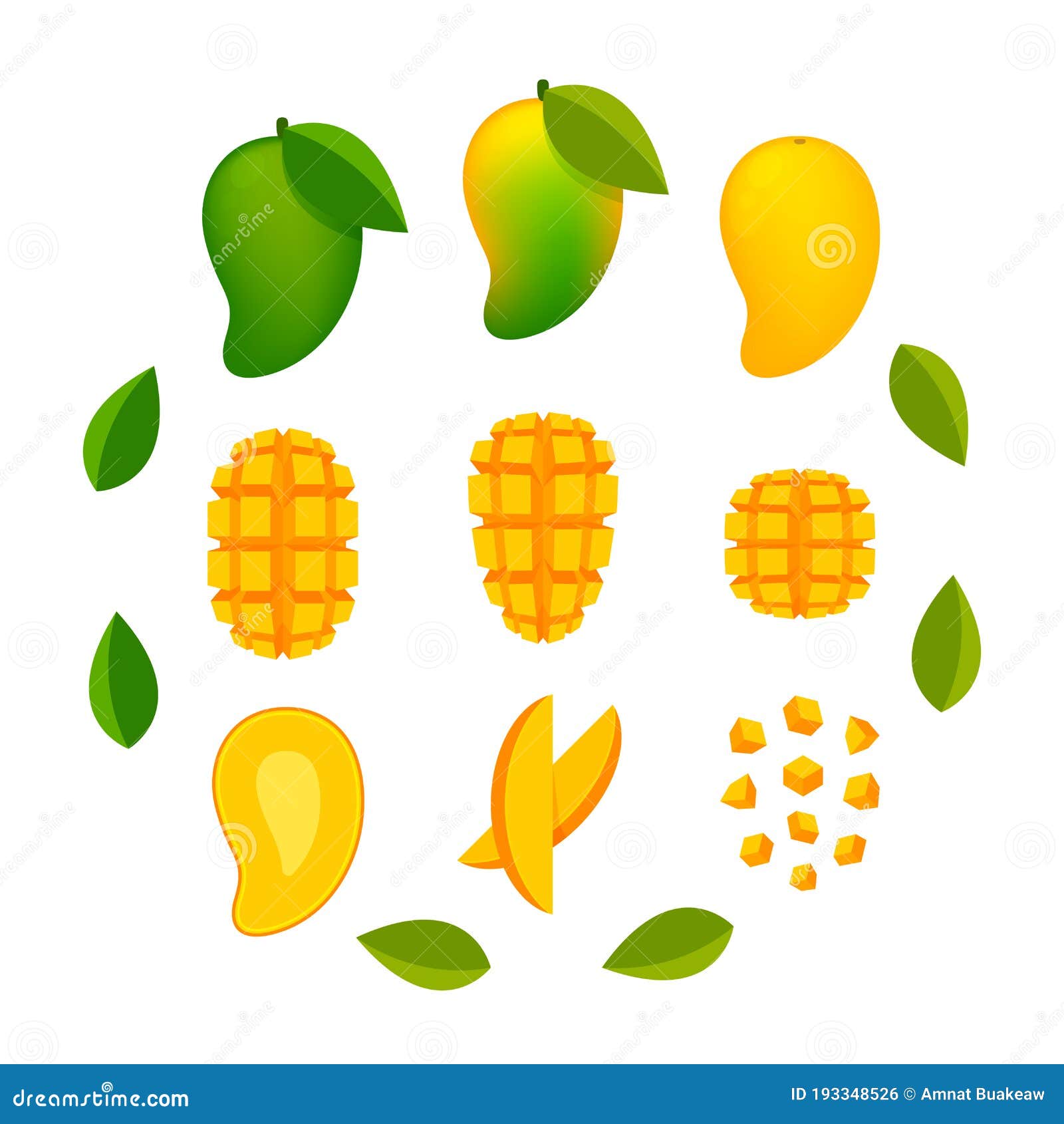 Mango Ripe And Raw Mango For Background, Mango Pattern Yellow Green For ...