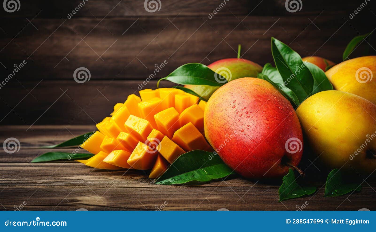 Mango on a Rustic Wooden Table Stock Illustration - Illustration of ...